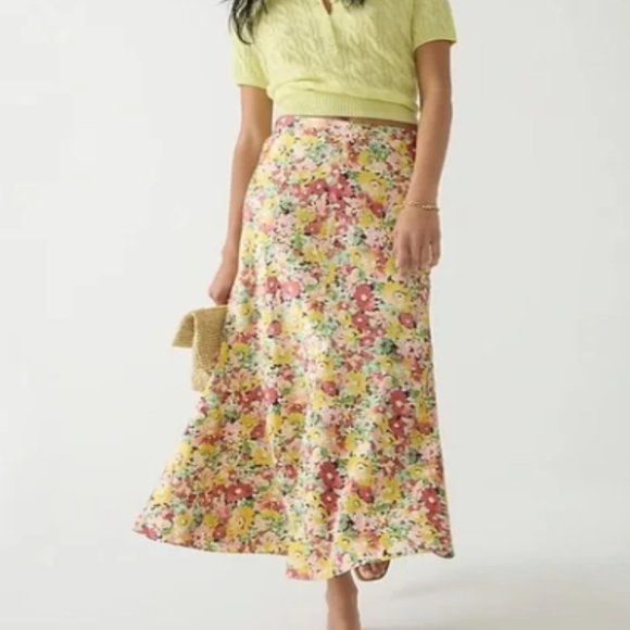 J. Crew | Skirts | J Crew Flared Slip Skirt In Painterly Floral | Poshmark